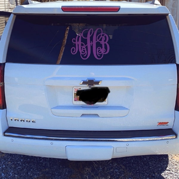 Glittery Custom Monogram Car Window Decal Vine Personalized Initials ...