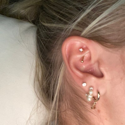 Golden Rook Piercing 3mm Heart 16g Curved Barbell..8mm - Etsy