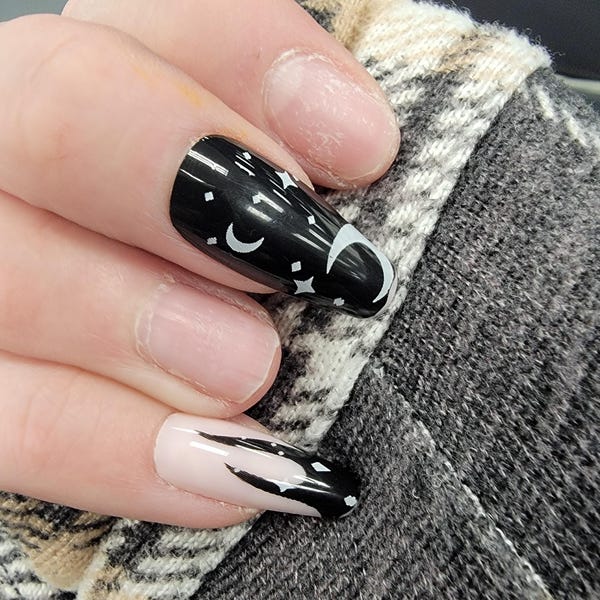 24 Pcs Floral Checkerboard Press-on Nail Set/ Almond Shape - Etsy