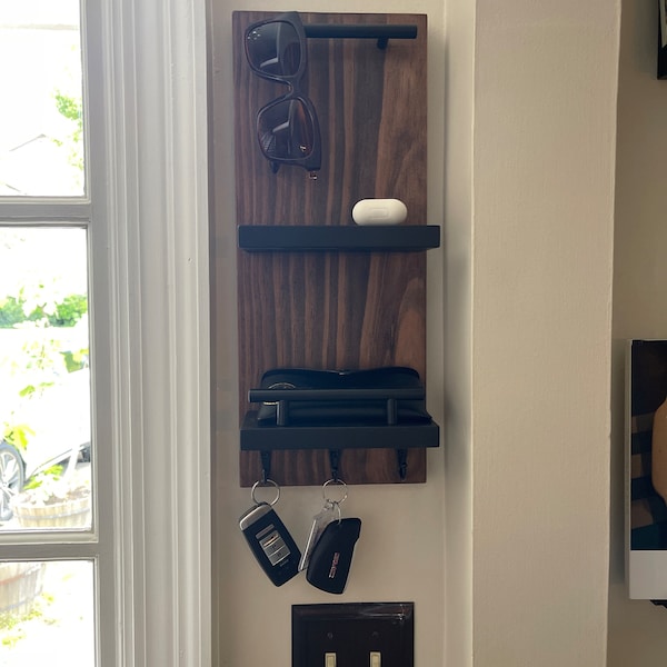 Tall Entryway Wall Organizer Hook Rack Wood Shelf Decor - Etsy