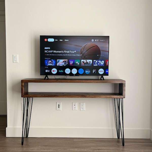 Media Console TV Table With Mid Century Hairpin Legs - Etsy