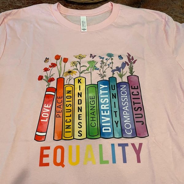 Equal Rights Shirt, Book Flower Shirt, Social Justice T-shirt, Equality ...