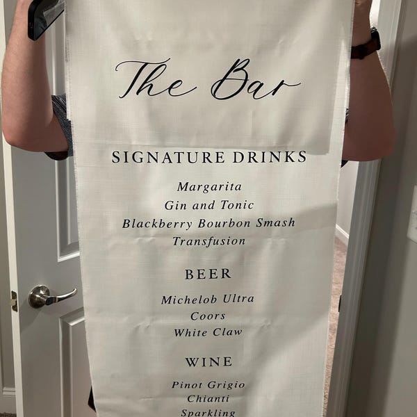 Bar Menu Linen Signage | Size 28x56 Inch Without Holder | Bar Sign ...