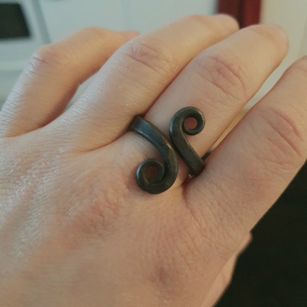 Iron Ring, Forged Iron Ring, Double Scroll Ring, Rustic Iron Ring, Iron ...