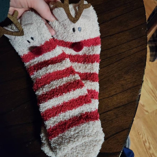 Personalized Reindeer Socks Cozy Fuzzy Christmas Socks Custom Holiday ...
