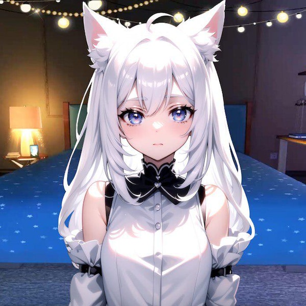 Pngtuber, White Cat Neko Boy 2d Vtuber / Premade & Presetup Model With ...