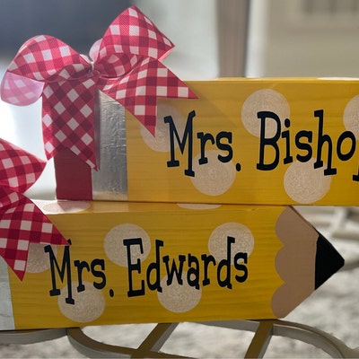 Personalized Giant Pencil Teacher Desk Name Plate - Etsy