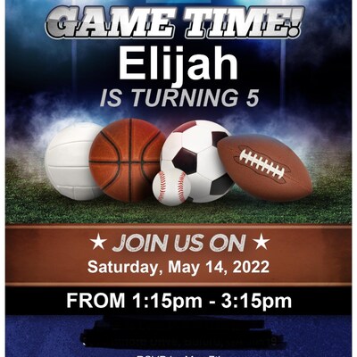 Instant Download Soccer Invitation, Sport Game Invite Theme ...