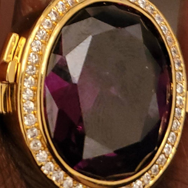 Ruby Red Cubic Zirconia 14k Gold Plated Bishop Cross and Midre Ring ...