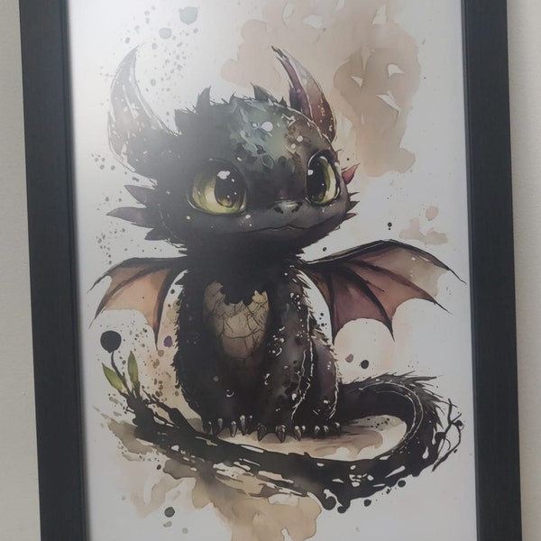 Toothless How to Train Your Dragon Art Poster Download for Kids Party ...