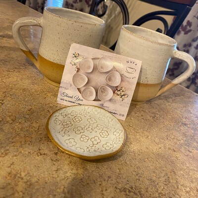 Set of TWO Green Large Mugs, Wheel-thrown Ceramic Coffee Mugs, Pottery ...