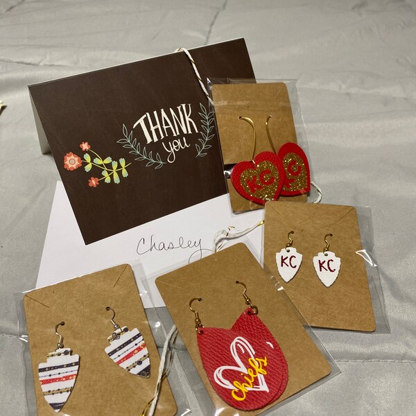 Kansas City Football Earrings | KC Football Genuine Leather Earrings ...