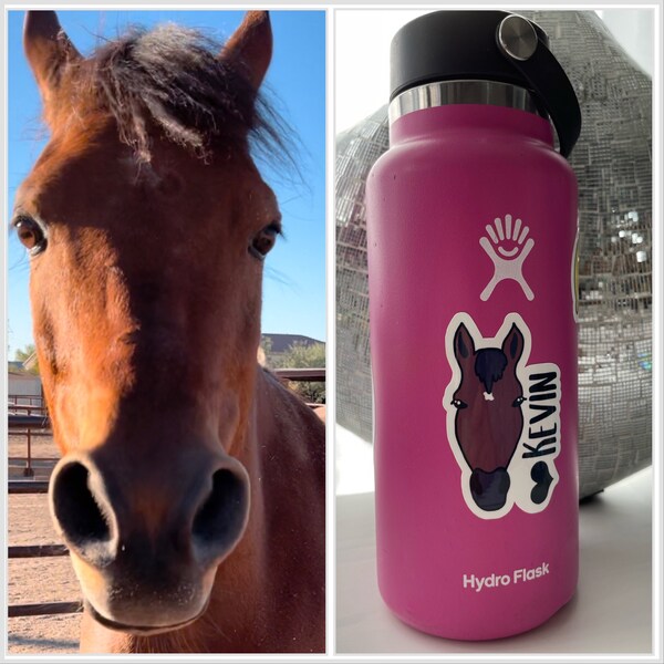 Custom Horse Head Sticker With Name Waterproof Vsco Laptop Water Bottle ...