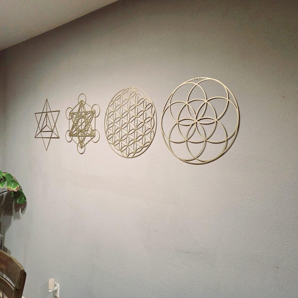 Sacred Geometry Metal Wall Art Set of 4, Home Meditation Metal Yoga ...
