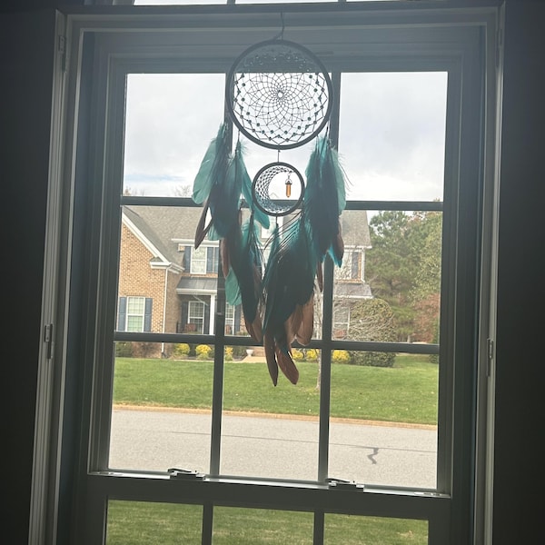 Handmade Black and Purple Crescent Moon Dream Catcher With Crystal ...