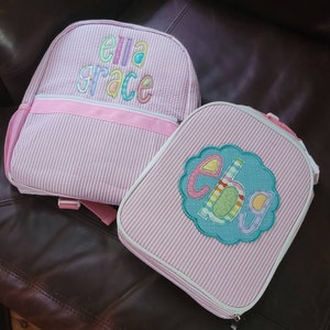 Scalloped Monogram Applique School Backpack Personalized - Etsy