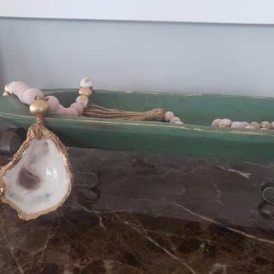 Oyster Shell Trinket Dish, Coastal Decor, Black and White Oyster Shell ...