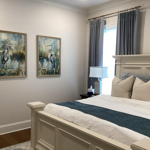 Blue Heron Marsh Paintings, Abstract Bird Painting, Bird Oil Painting ...