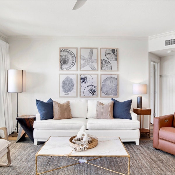 Coastal Gallery Wall, Neutral Beach Art, Set of 6 Beach Prints, Modern ...