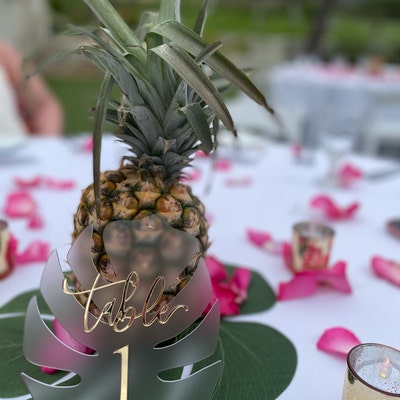 Monstera Leaf Table Number Tropical Table Number Hand Lettered Table ...