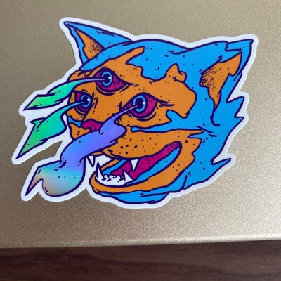 Toxic Cat Holographic Sticker Cats Notebook Stickers Vinyl Laptop Decal ...