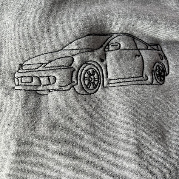 Custom Car Embroidered Sweatshirt, Personalised Minimalist Line Art ...