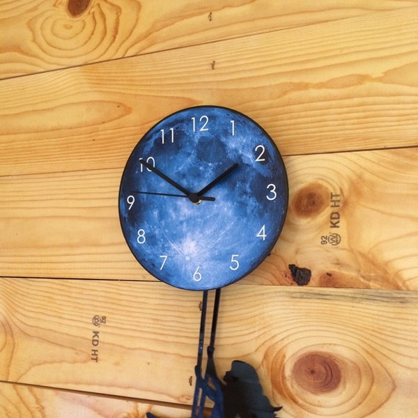 Girl Swinging on the Moon - Wall Clock With Pendulum - Wall Clock ...