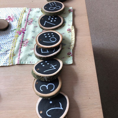 Natural Number Line Log Slice Numbers Painted Chalkboard 1-10 Children ...