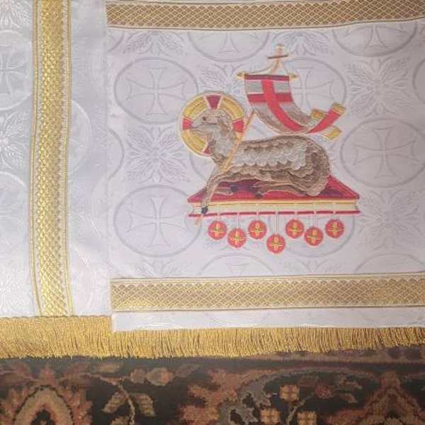 Embroidered Gonfalons of Jesus Christ and the Mother of God. Easter ...