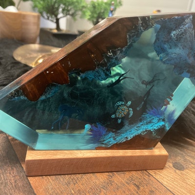 Resin Night Lights Little Mermaid & Human Epoxy Resin Wood - Etsy