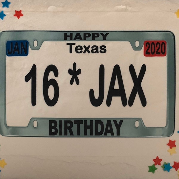 License Plate Edible Cake Topper - Etsy