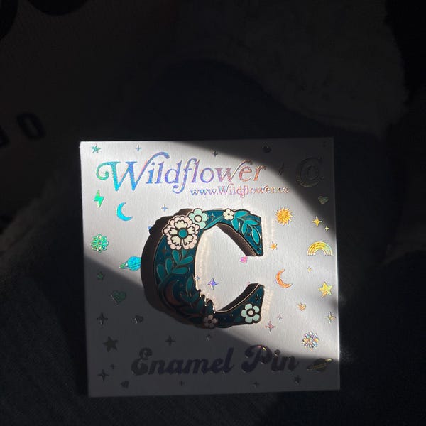 Botanical Letter Enamel Pin - Personalize With Your Initial or Monogram ...
