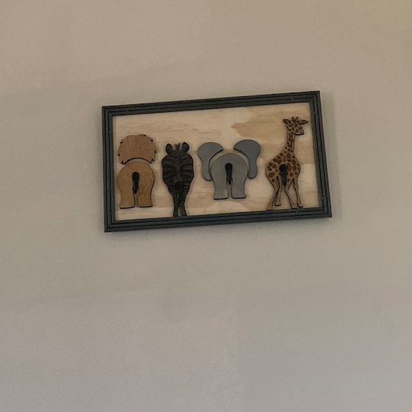 Wood Safari Coat Clothes Hanger Hook Jungle Animals Nursery Wall ...