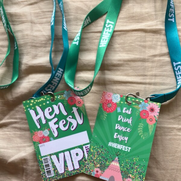 HENFEST ® (green) VIP Festival Hen Party Lanyard Pass ~ Hen Party VIP ...