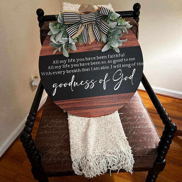 Goodness of God Sign, Christian Door Decor, Christian Front Door Sign ...