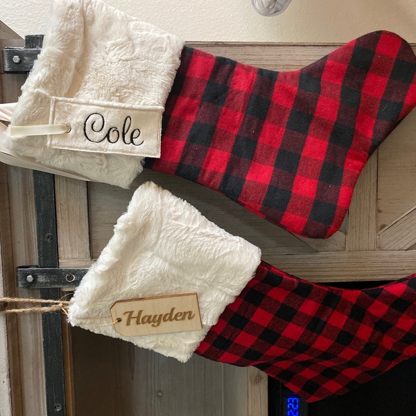Buffalo Check Stocking, Plaid Christmas Stocking, Personalized ...