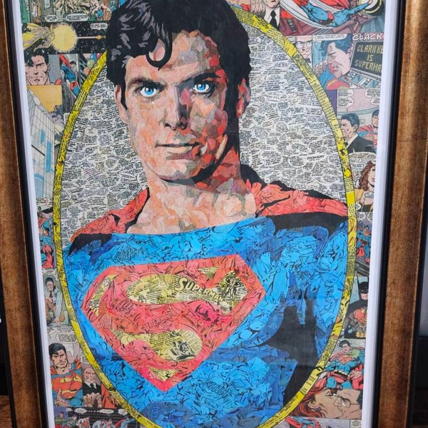 Christopher Reeve Superman Comic Collage - Giclee Print - Etsy