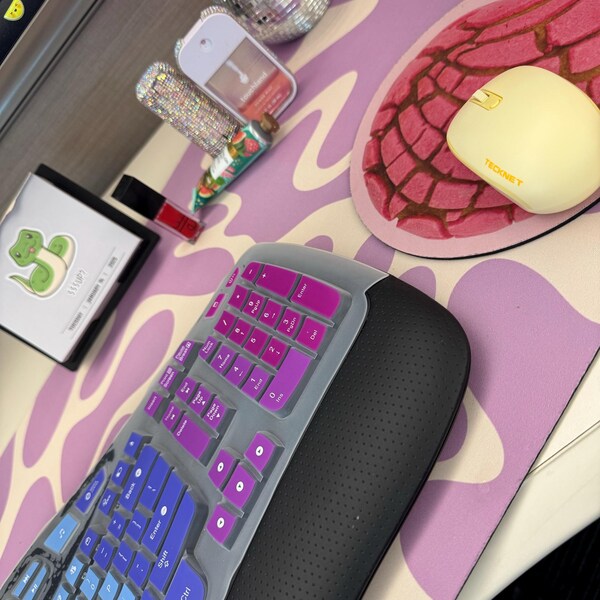 Grey Abstract Dots Desk Mat, Aesthetic Desk Accessory, Cute Workspace ...