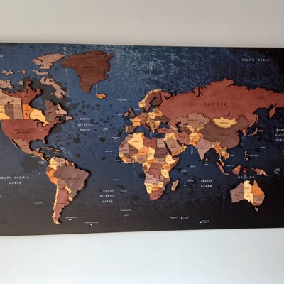 Wood Map Wooden World Map With Background Large Wall Art World - Etsy UK