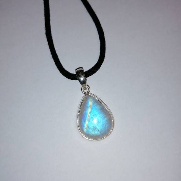 Natural Large Pear Shape Purple Labradorite Stone Pendant, 925 Sterling ...