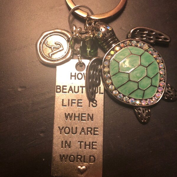 Sea Turtle Keychain, Custom Keychain, Turtle Keyring, Beach Keychain ...