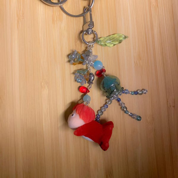 Ponyo Keychain With Flocked Ponyo Charm - Etsy