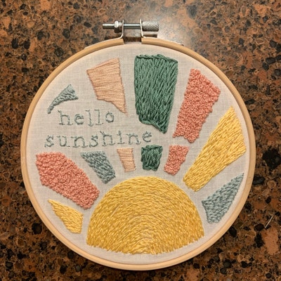 Hello Sunshine Embroidery Kit / Digital Hand Embroidery Pattern ...