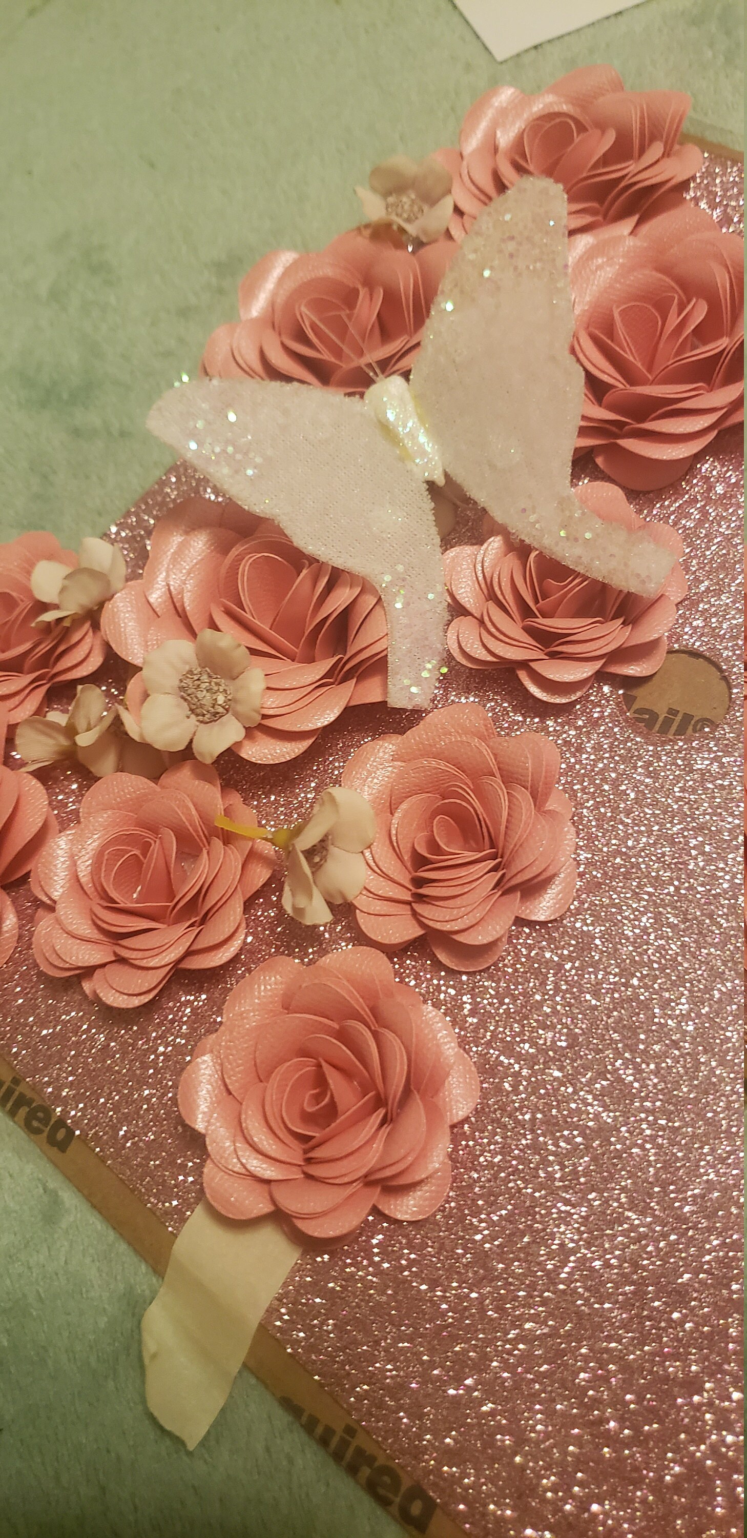 Shimmery Pink Rolled Small Paper Flowers for Centerpiece / | Etsy