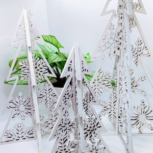 1/4 3D Large Snowflake Trees Set of 3 SVG Digital Download - Etsy