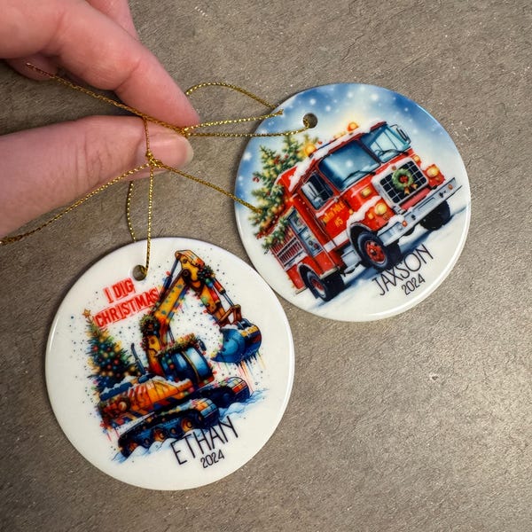Personalized Firetruck Christmas Ornament 2025, Fire Engine Ornament ...