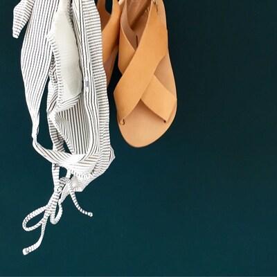 Slingback Classic Style Leather Sandals for Women. Full-grain Natural ...