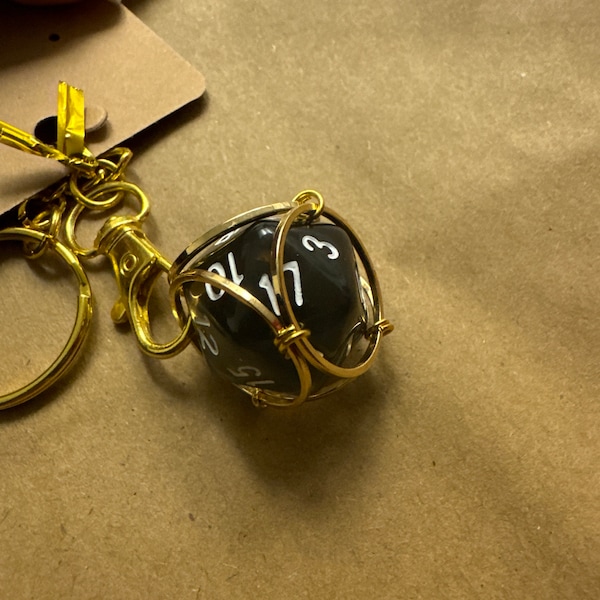 Bronze Keyring, Removable Caged D20 Keychain, TTRPG Accessories ...