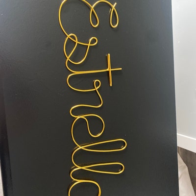 Gold Wire Name, Custom Wire Sign, Shelf Name Decor, Wired Words, Gold ...