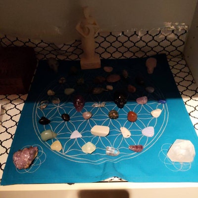 Large Flower of Life Crystal Grid Mat Handmade Upcycled Repurposed ...